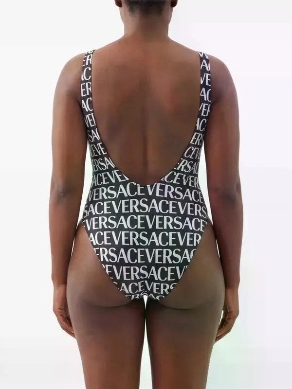 Versace All-over Logo Print One-piece - Black