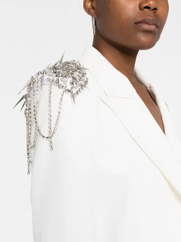 Philipp Plein Crystal-embellished Double-breasted Blazer - White