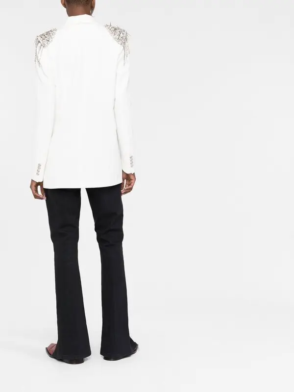 Philipp Plein Crystal-embellished Double-breasted Blazer - White