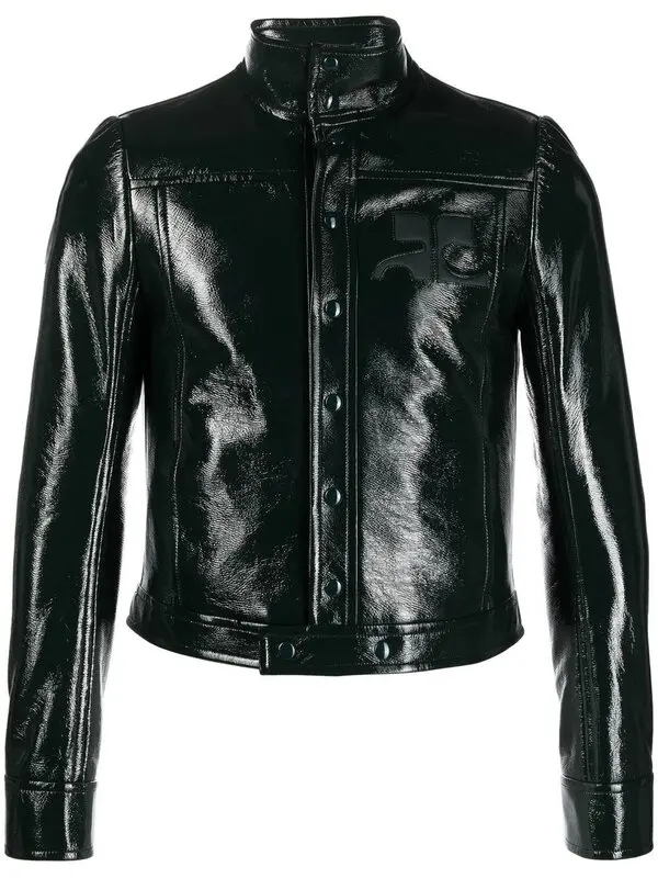 COURREGES Button-up Faux Leather Jacket - Green