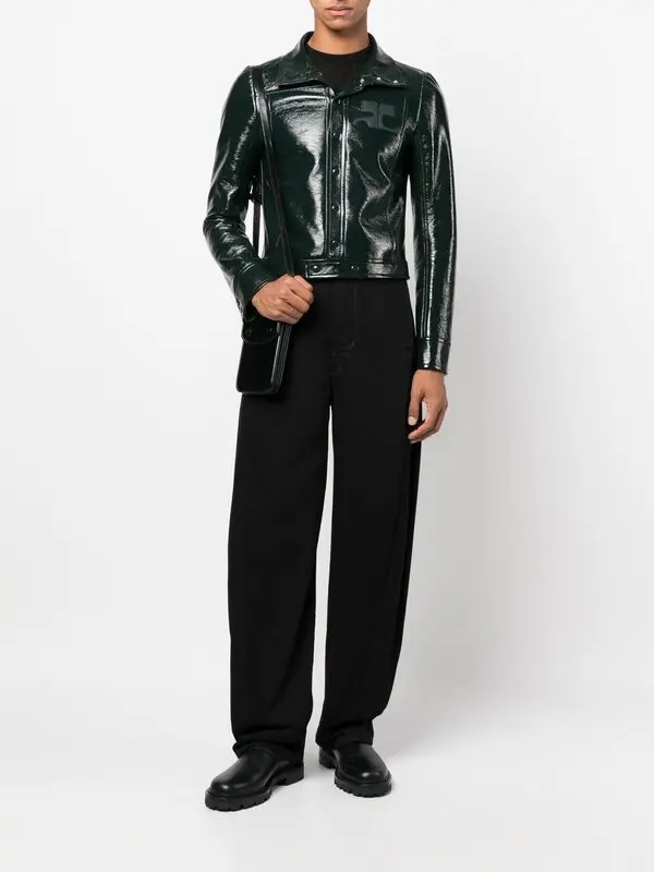 COURREGES Button-up Faux Leather Jacket - Green