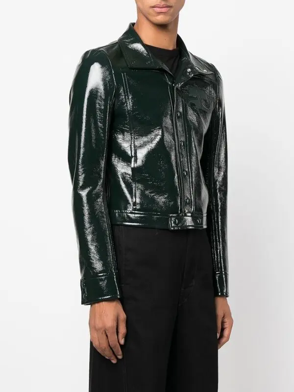 COURREGES Button-up Faux Leather Jacket - Green