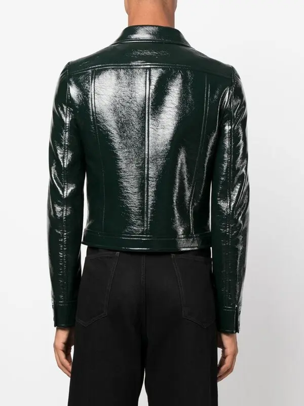 COURREGES Button-up Faux Leather Jacket - Green