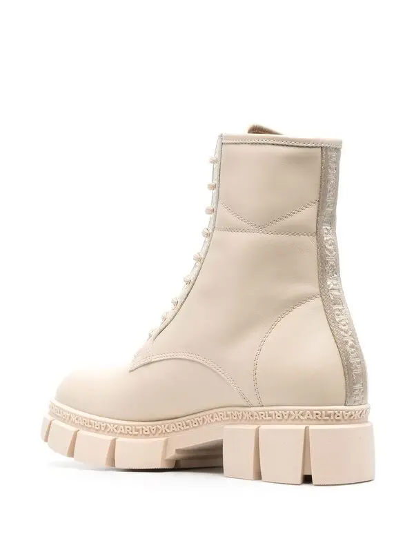 Karl Lagerfeld Logo-embossed Leather Ankle Boots