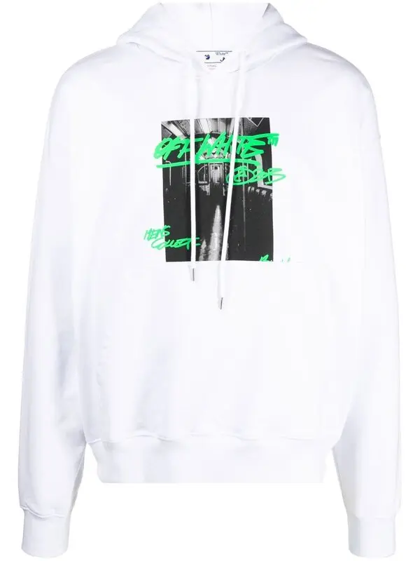 Off-White Graphic-print Cotton Hoodie - White