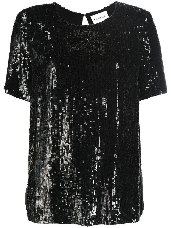 P.a.r.o.s.h Sequinned Top - Black