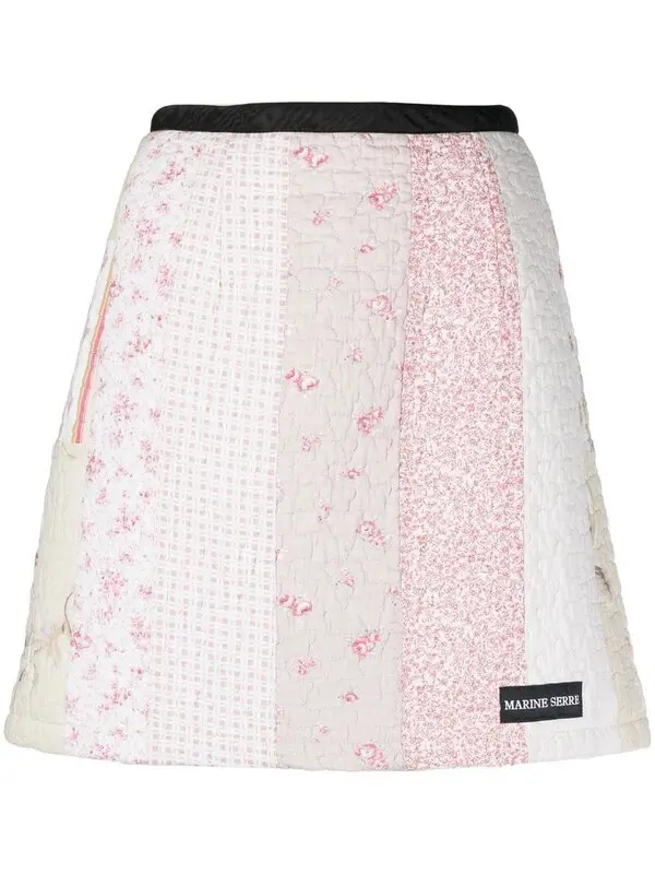 MARINE SERRE Patchwork A-line Mini Skirt
