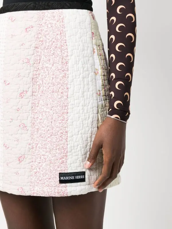 MARINE SERRE Patchwork A-line Mini Skirt