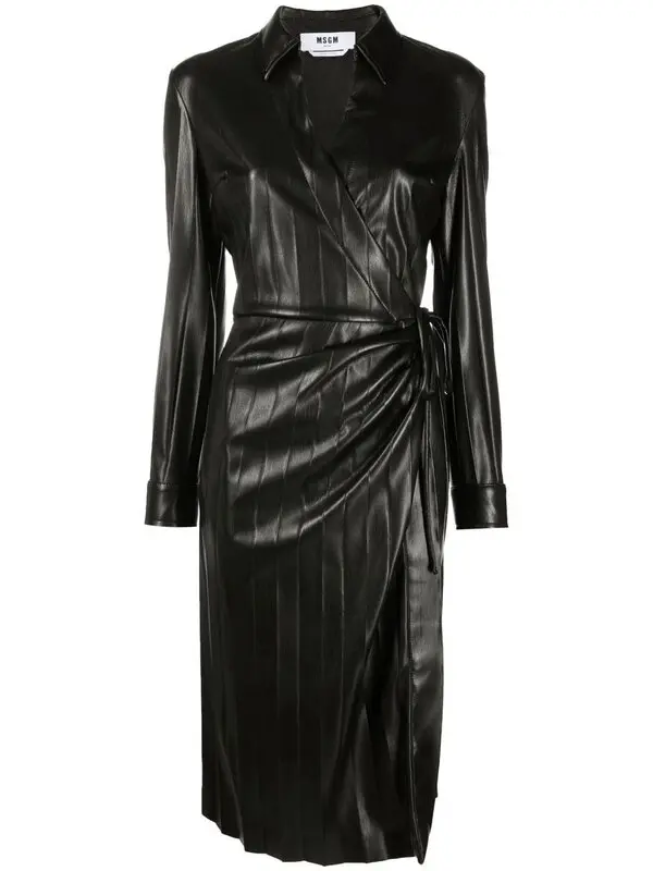 Msgm Faux-Leather Pleated Dress In Black - 63% Off | Editorialist