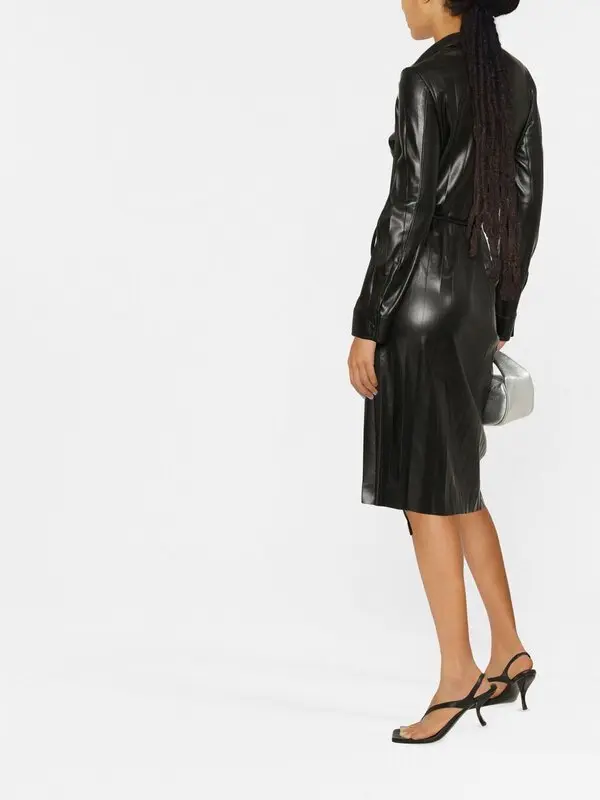 Msgm Faux-Leather Pleated Dress In Black - 63% Off | Editorialist