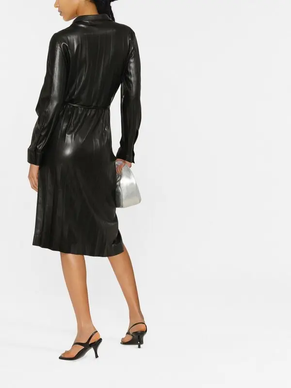 Msgm Faux-Leather Pleated Dress In Black - 63% Off | Editorialist