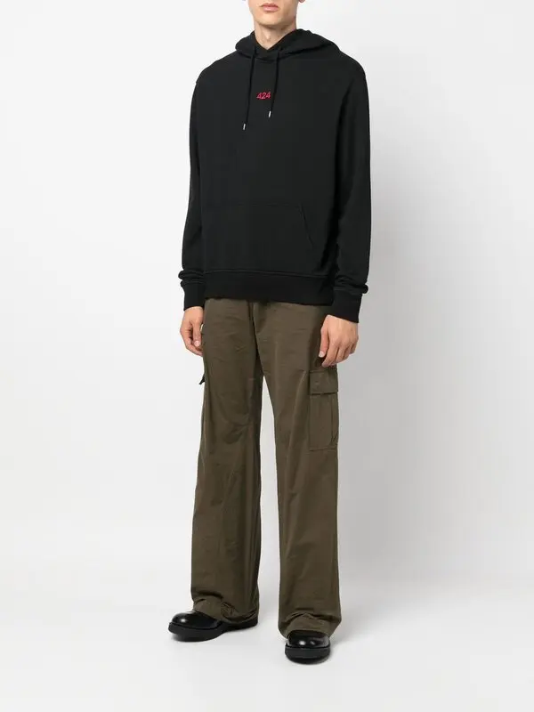 424 Logo-embroidered Hoodie - Black