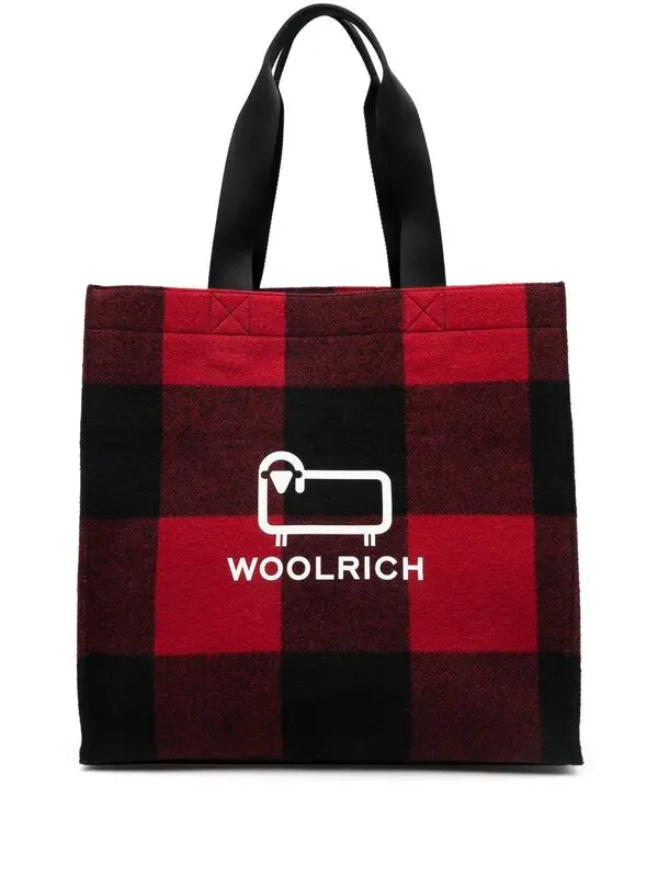 Woolrich Tartan Logo Tote Bag - Red
