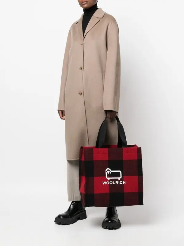 Woolrich Tartan Logo Tote Bag - Red