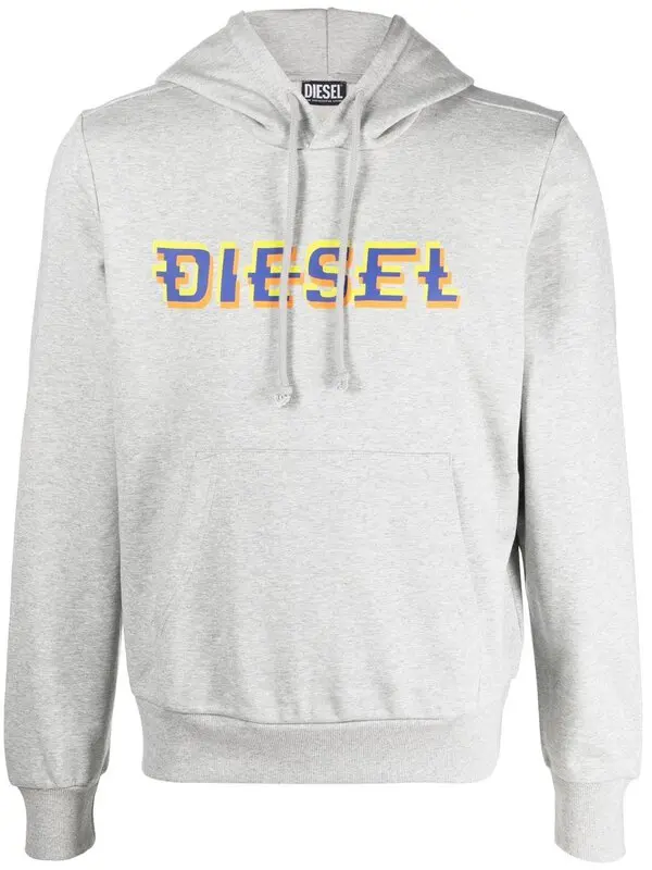 DIESEL® Logo-print Drawstring Hoodie - Grey