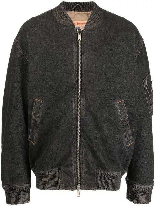 DIESEL® D-weltik Denim Bomber Jacket - Black
