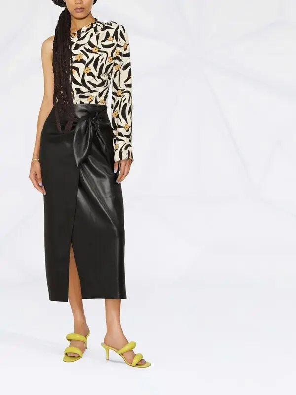 Nanushka Vegan Leather Midi Wrap Skirt
