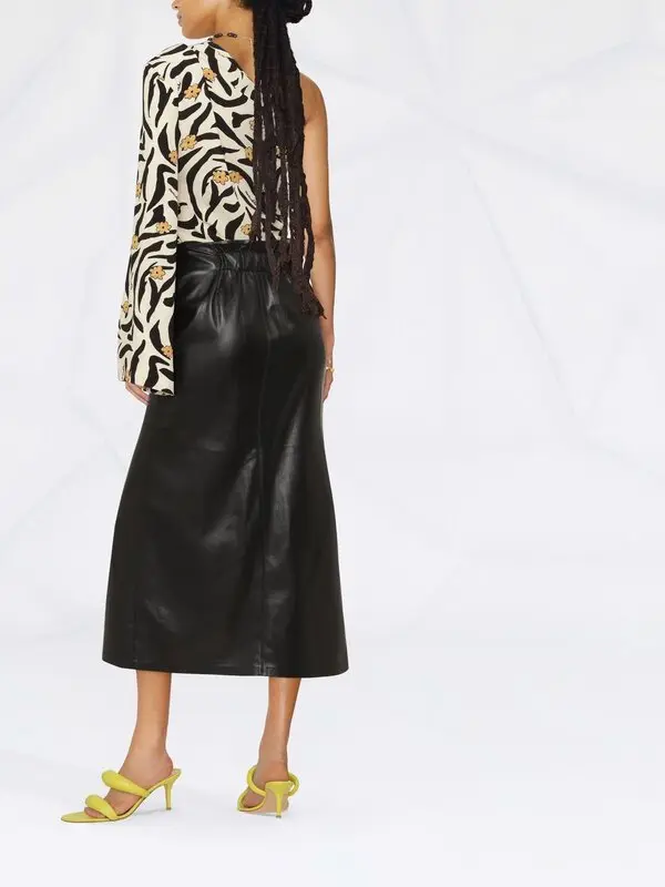 Nanushka Vegan Leather Midi Wrap Skirt