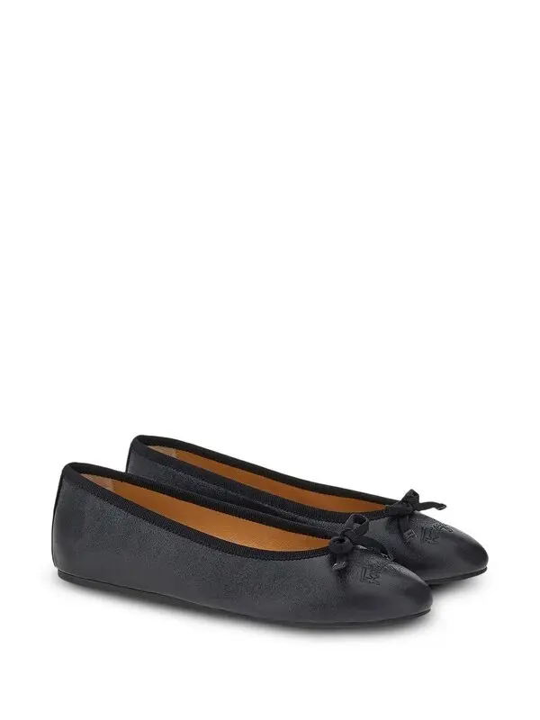 FERRAGAMO Flat Leather Ballerina Shoes
