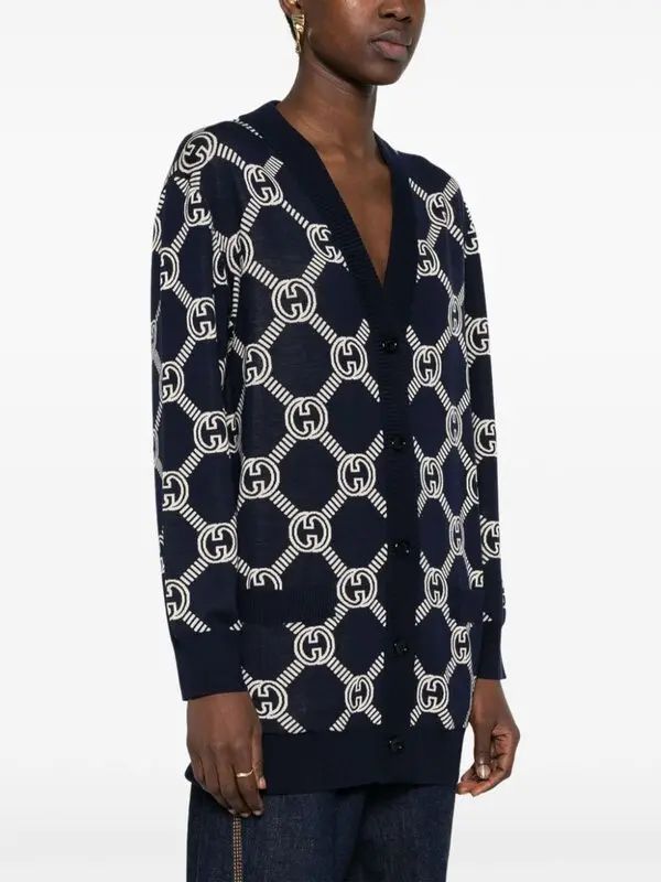Gucci Gg Jacquard Reversible Cardigan - Blue