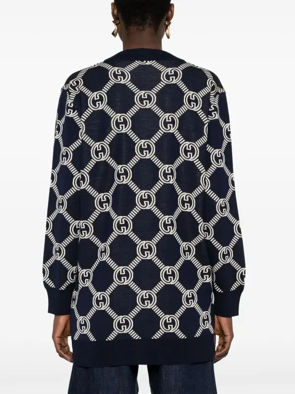 Gucci Gg Jacquard Reversible Cardigan - Blue