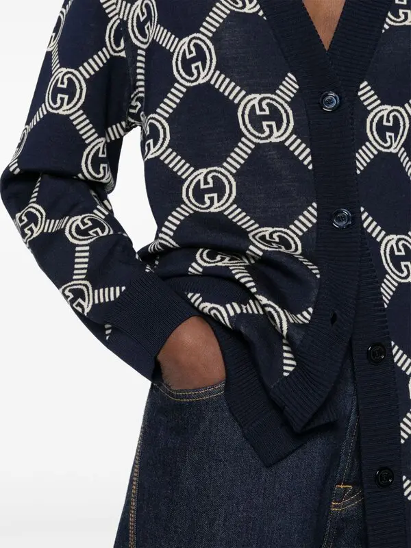 Gucci Gg Jacquard Reversible Cardigan - Blue