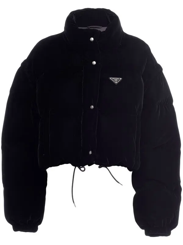 Prada Convertible Velvet Down Jacket - Black