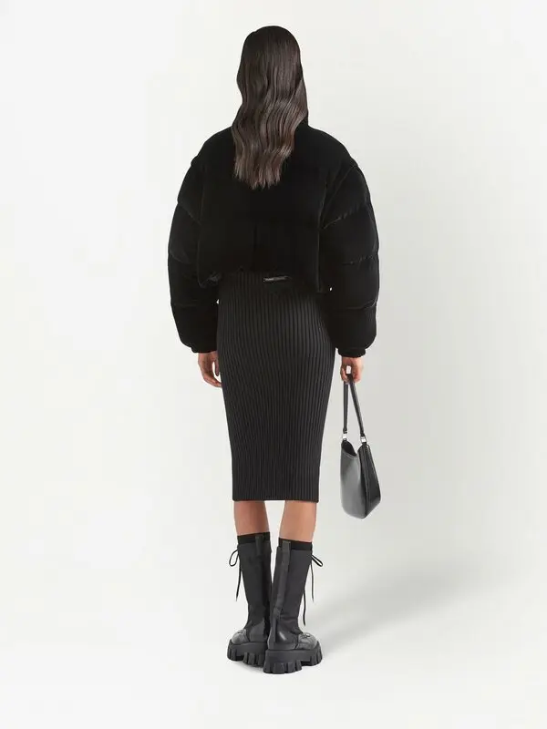 Prada Convertible Velvet Down Jacket - Black