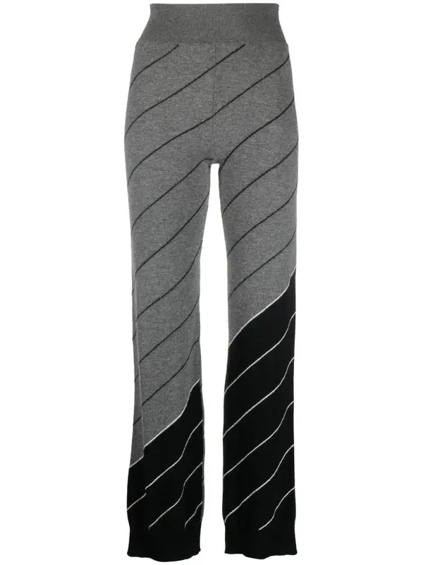 Stella McCartney Diagonal-stripe Wool Flared Trousers