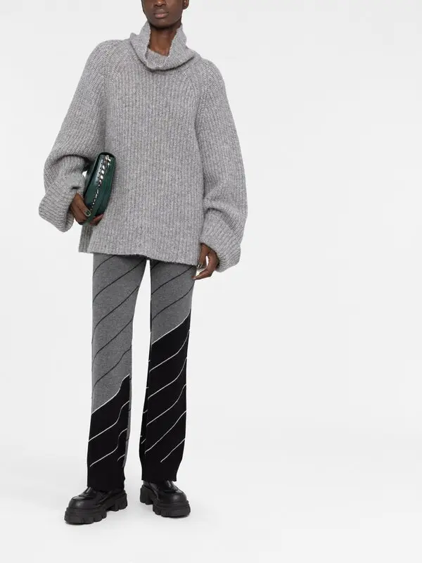 Stella McCartney Diagonal-stripe Wool Flared Trousers