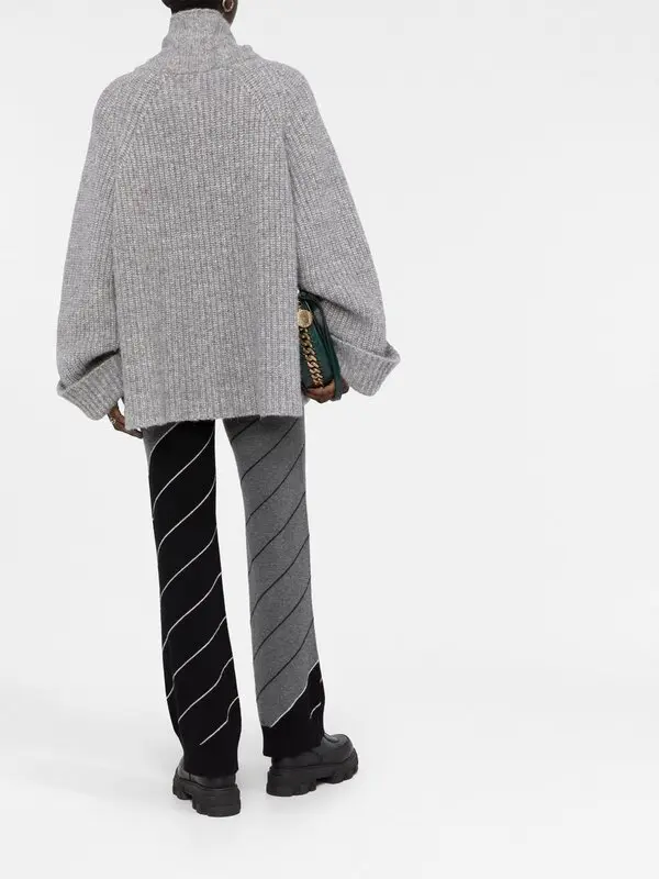 Stella McCartney Diagonal-stripe Wool Flared Trousers