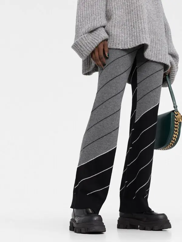 Stella McCartney Diagonal-stripe Wool Flared Trousers