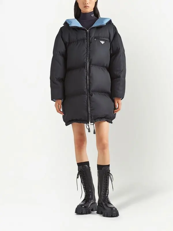 Prada Re-nylon Gabardine Hooded Down Coat