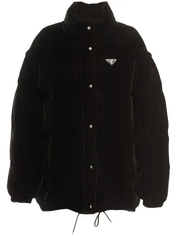 Prada Convertible Velvet Down Jacket In Black | Editorialist