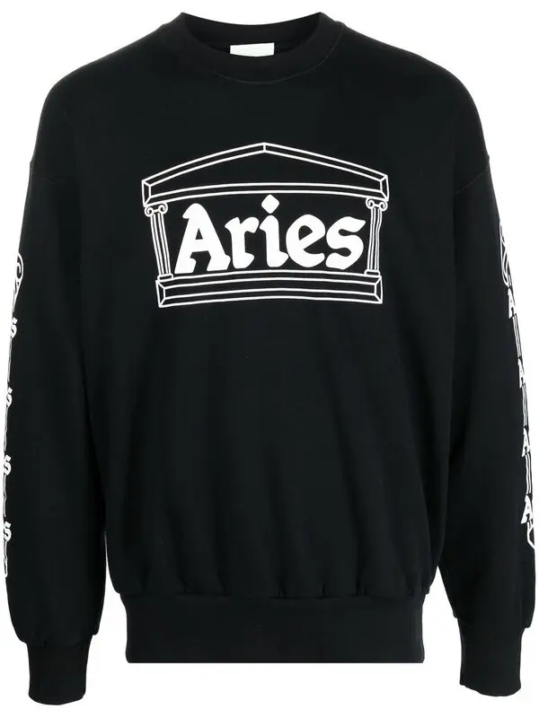 Aries Logo-print Long-sleeve Top - Black