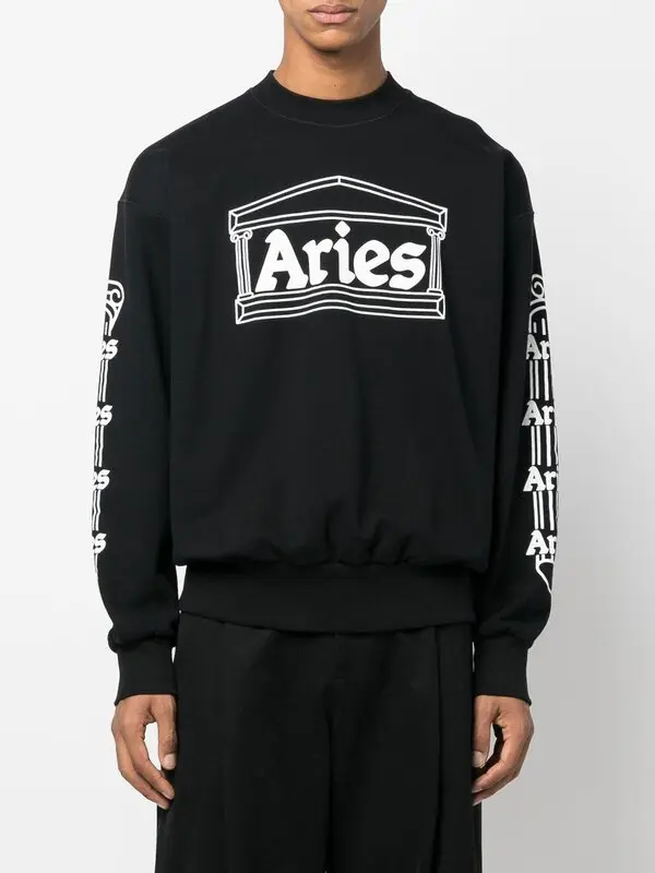 Aries Logo-print Long-sleeve Top - Black