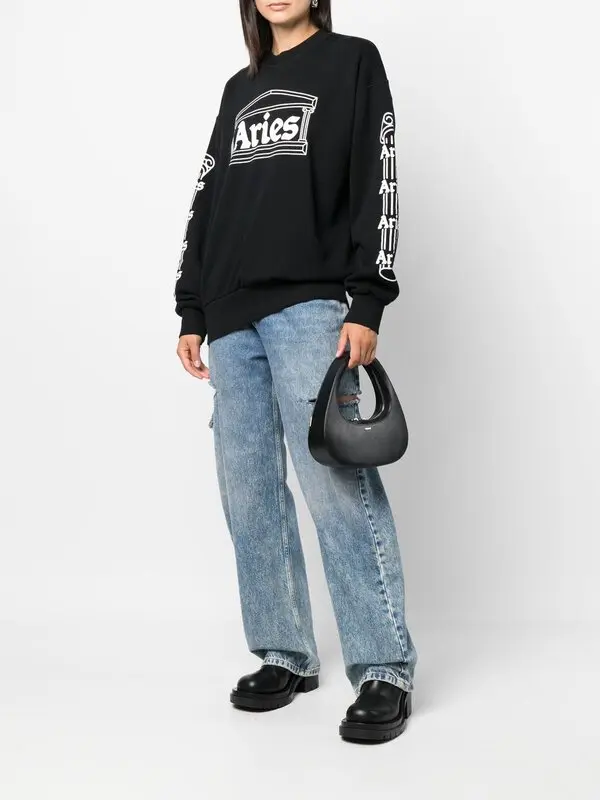 Aries Logo-print Long-sleeve Top - Black