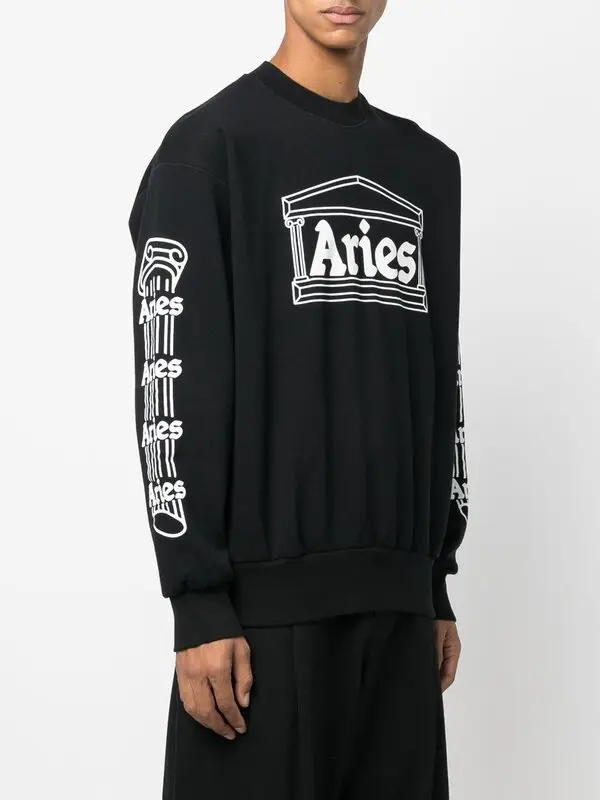 Aries Logo-print Long-sleeve Top - Black