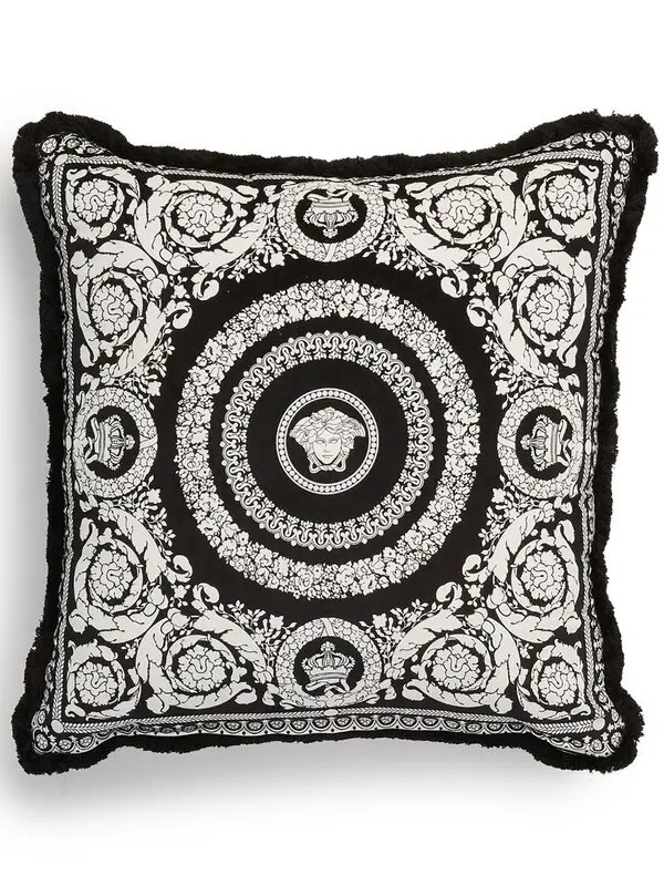 Versace Barocco Foulard Large Velvet Cushion - Black