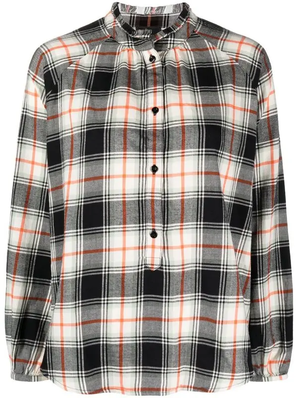Woolrich Check-print Ruffle Shirt - Black