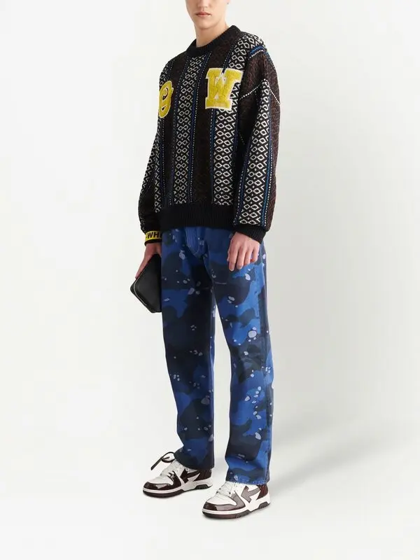 Off-White Intarsia-knit Jumper - Blue