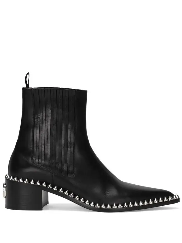 Dolce & Gabbana Studded Leather Ankle Boots