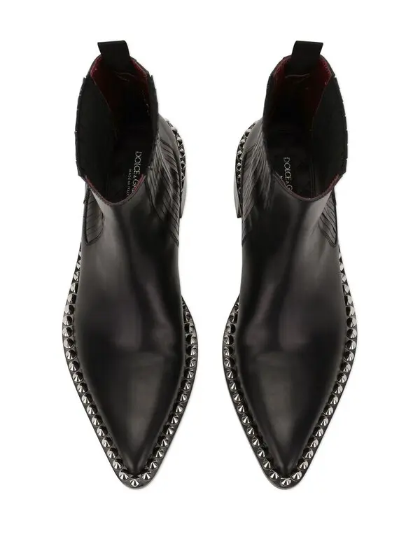 Dolce & Gabbana Studded Leather Ankle Boots