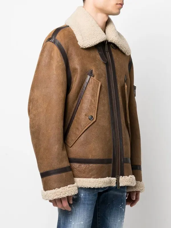 Dsquared2 Shearling-trimmed Biker Jacket