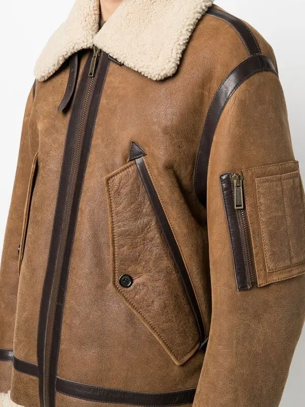 Dsquared2 Shearling-trimmed Biker Jacket