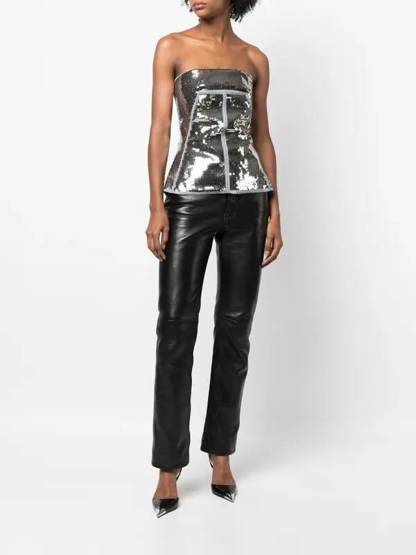 Rick Owens Sequin-embellished Bustier Top - Silver