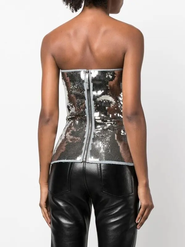 Rick Owens Sequin-embellished Bustier Top - Silver