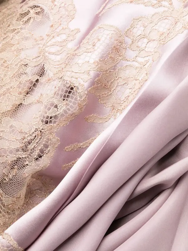 Carine Gilson Lace-detail Belted Silk Robe - Pink