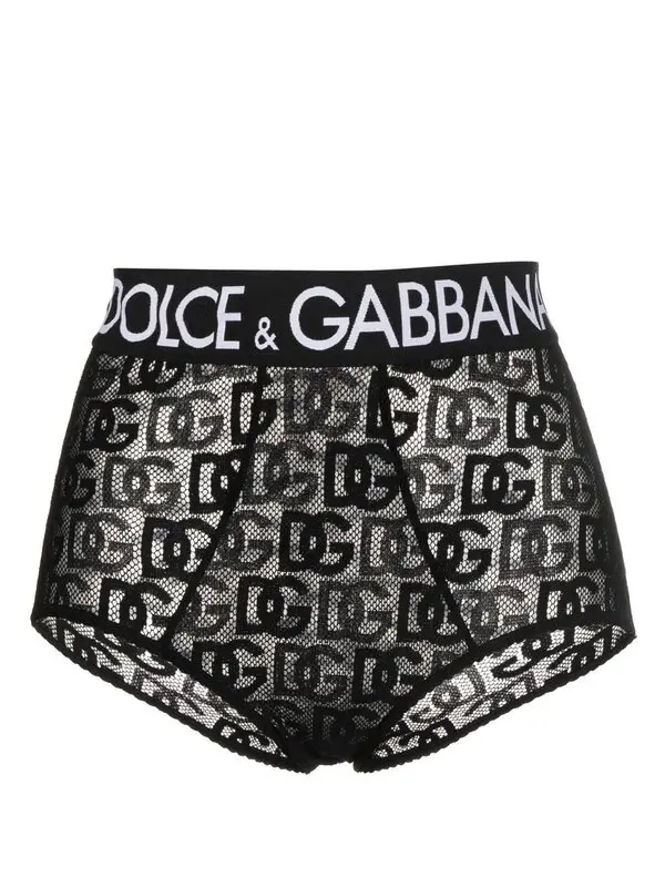 Dolce & Gabbana High-waisted Logo-print Briefs - Black