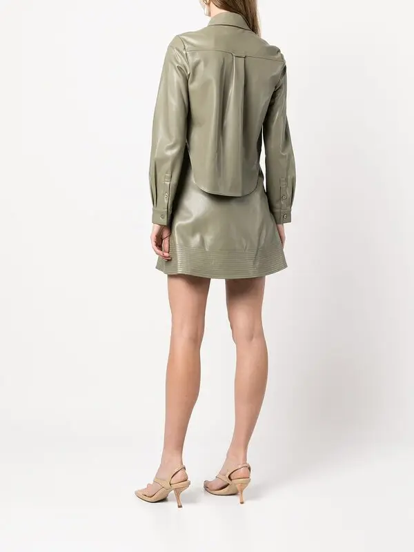 Simkhai Faux Leather Cut-out Mini Dress - Olivine